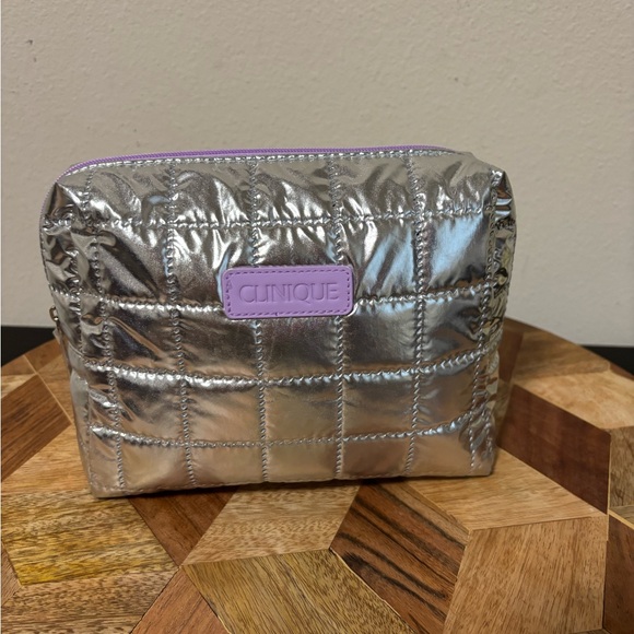 Clinique | Bags | Elegant Blue Cosmetic Bag With Waterproof Lining And ...